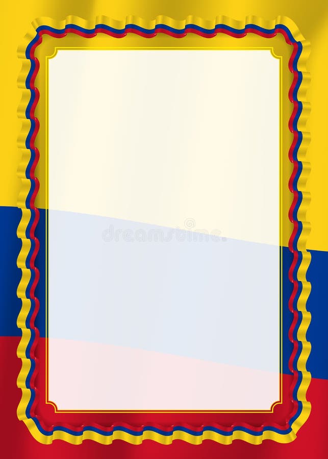 Frame and Border of Ribbon with Colombia Flag, Template Elements for ...