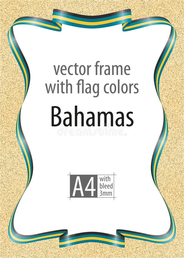 Frame and Border of Ribbon with the Colors of the Bahamas Flag ...