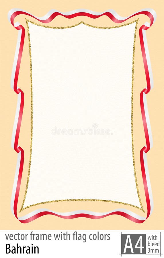 Frame and Border of Ribbon with the Colors of the Bahrain Flag, with ...
