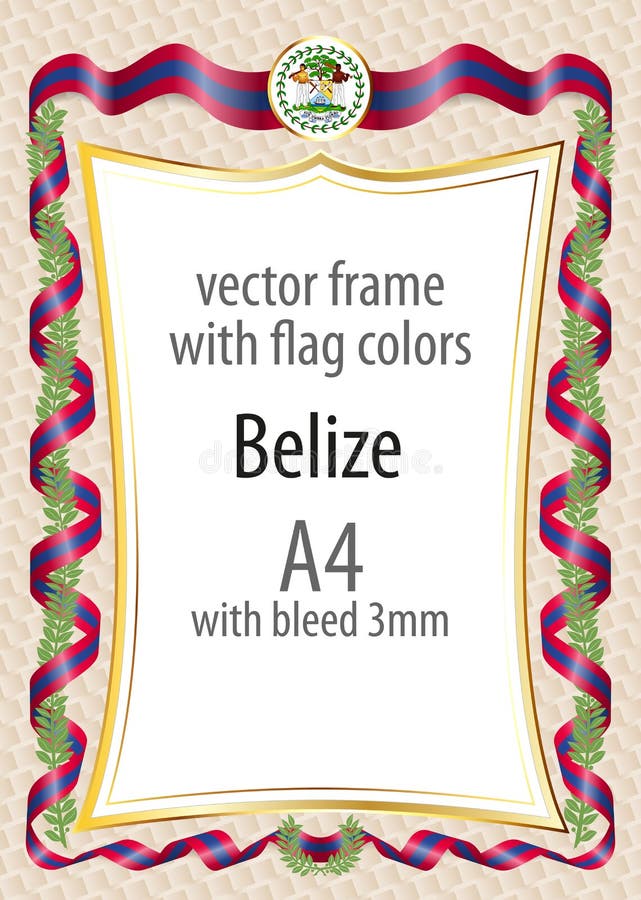 Frame and Border of Ribbon with the Colors of the Belize Flag Stock ...