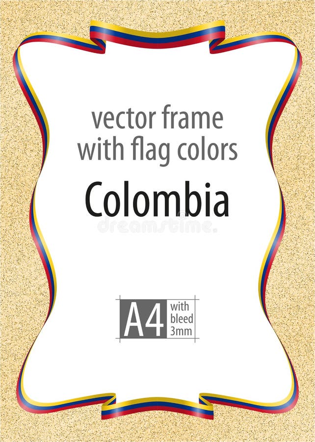 Frame and Border of Ribbon with the Colors of the Colombia Flag ...