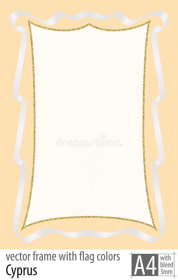 Frame and Border of Ribbon with the Colors of the Cyprus Flag, with ...