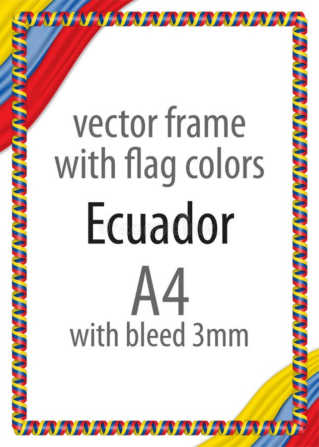 Frame and Border of Ribbon with the Colors of the Ecuador Flag Stock ...