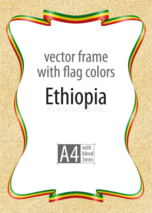 Frame and Border of Ribbon with the Colors of the Ethiopia Flag ...