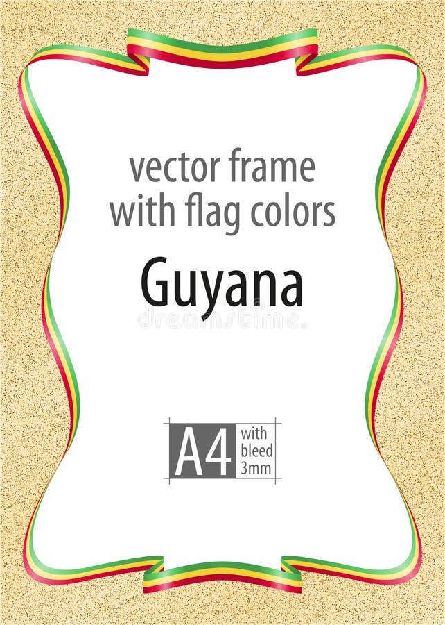Frame and Border of Ribbon with the Colors of the Guyana Flag, Template ...