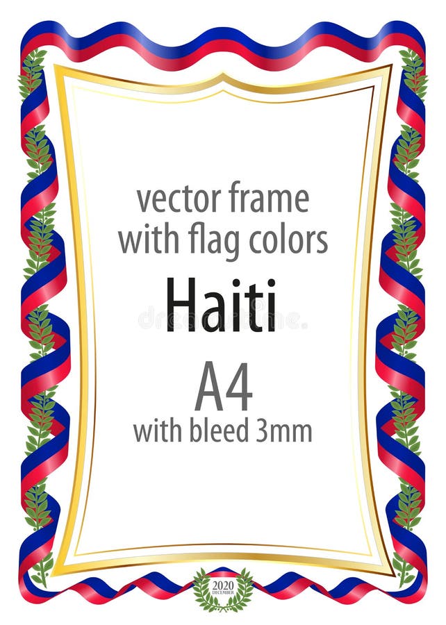 Frame and Border of Ribbon with the Colors of the Haiti Flag Stock ...