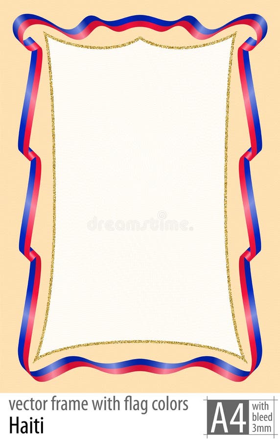 Frame and Border of Ribbon with the Colors of the Haiti Flag, Stock ...