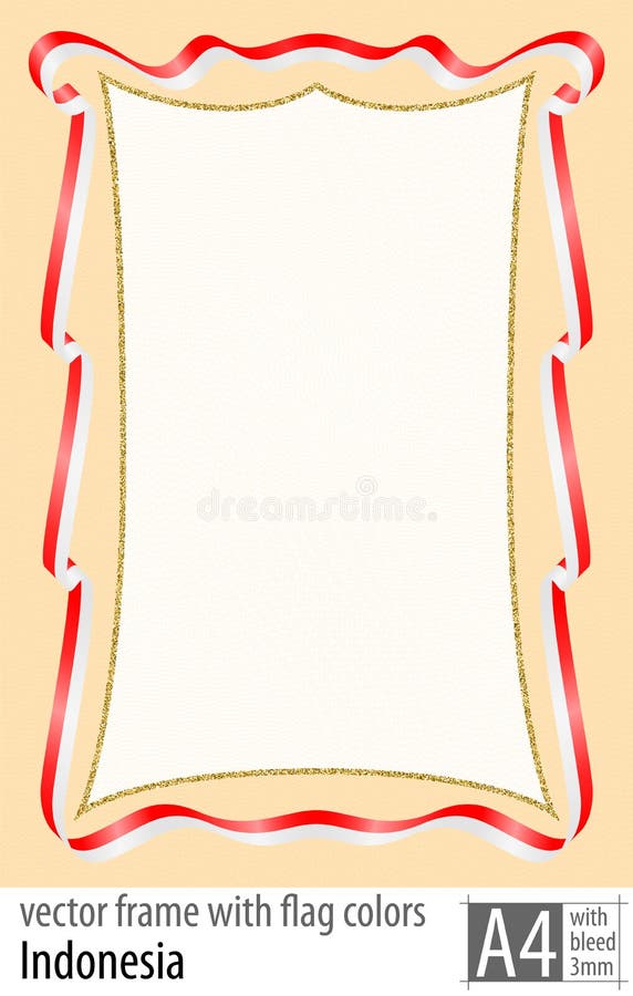 Frame and Border of Ribbon with the Colors of the Indonesia Flag, with ...