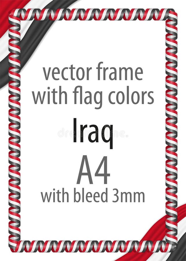 Frame and Border of Ribbon with the Colors of the Iraq Flag Stock ...