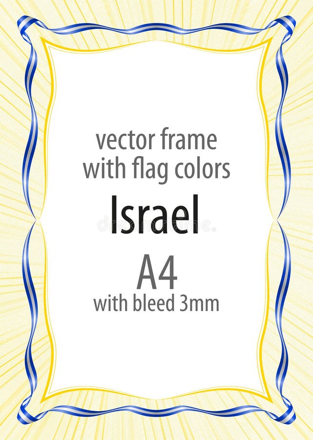 Frame and Border of Ribbon with the Colors of the Israel Flag Stock ...