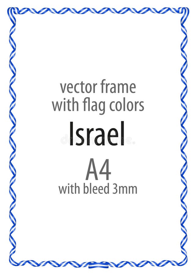 Frame and Border of Ribbon with the Colors of the Israel Flag Stock ...