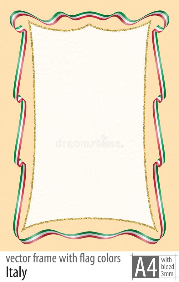Frame and Border of Ribbon with the Colors of the Italy Flag, with ...