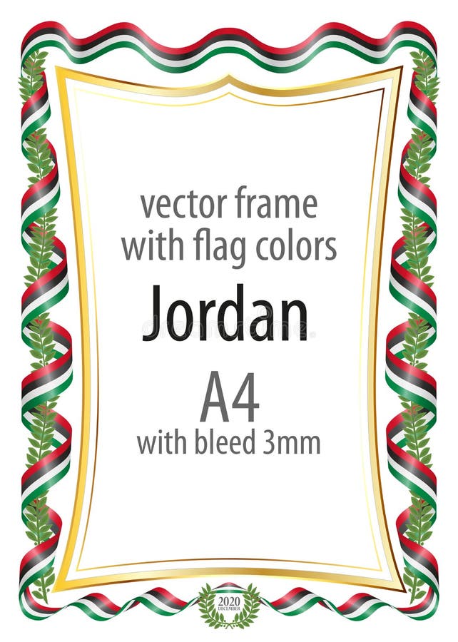 Frame and Border of Ribbon with the Colors of the Jordan Flag Stock ...
