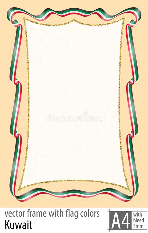 Frame and Border of Ribbon with the Colors of the Kuwait Flag, with ...