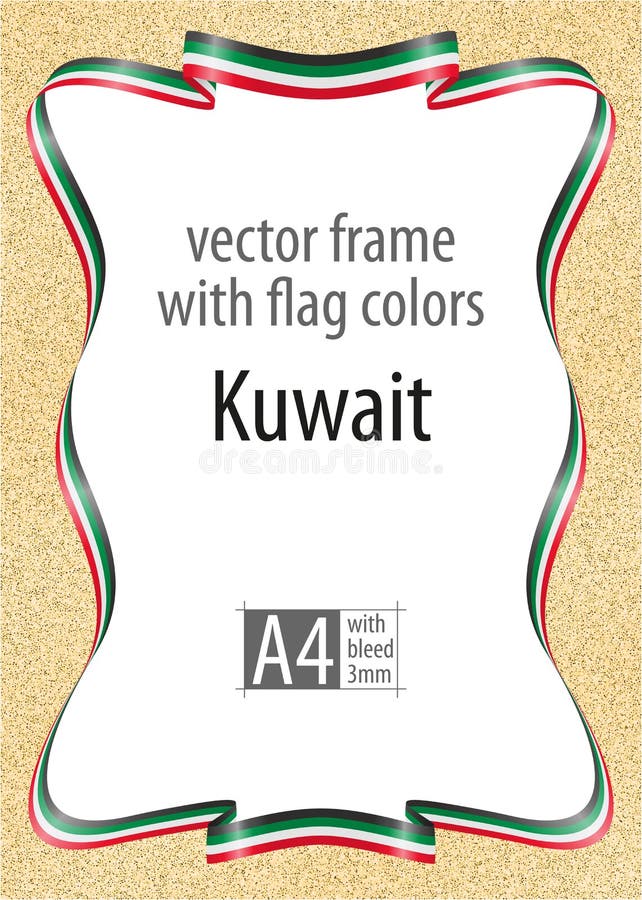 Frame and Border of Ribbon with the Colors of the Kuwait Flag, Template ...
