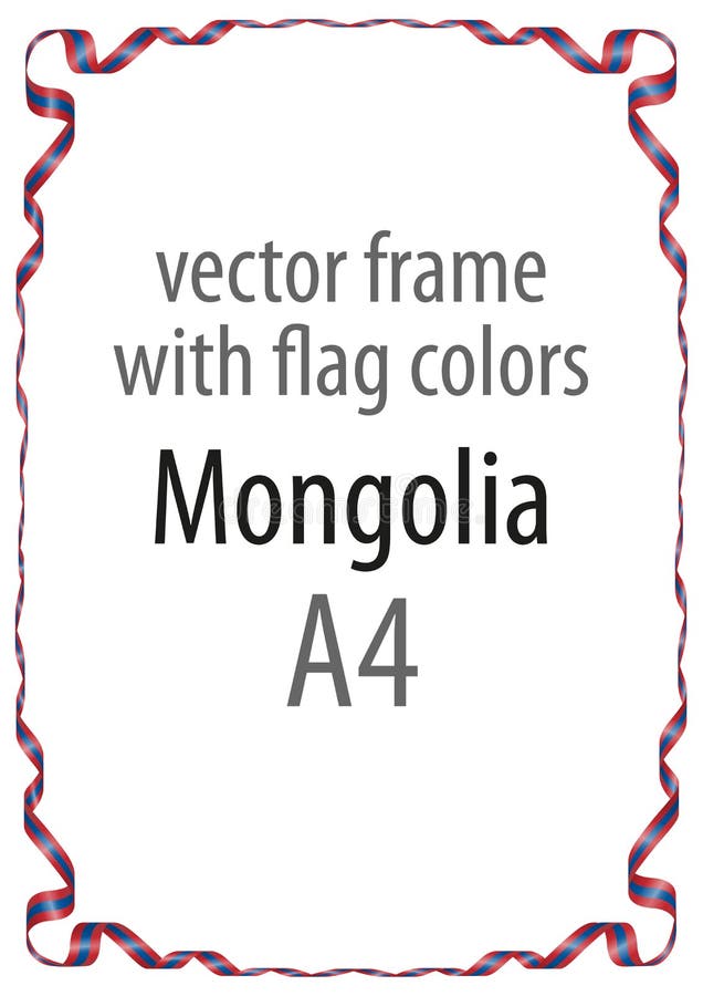 Frame and Border of Ribbon with the Colors of the Mongolia Flag Stock ...