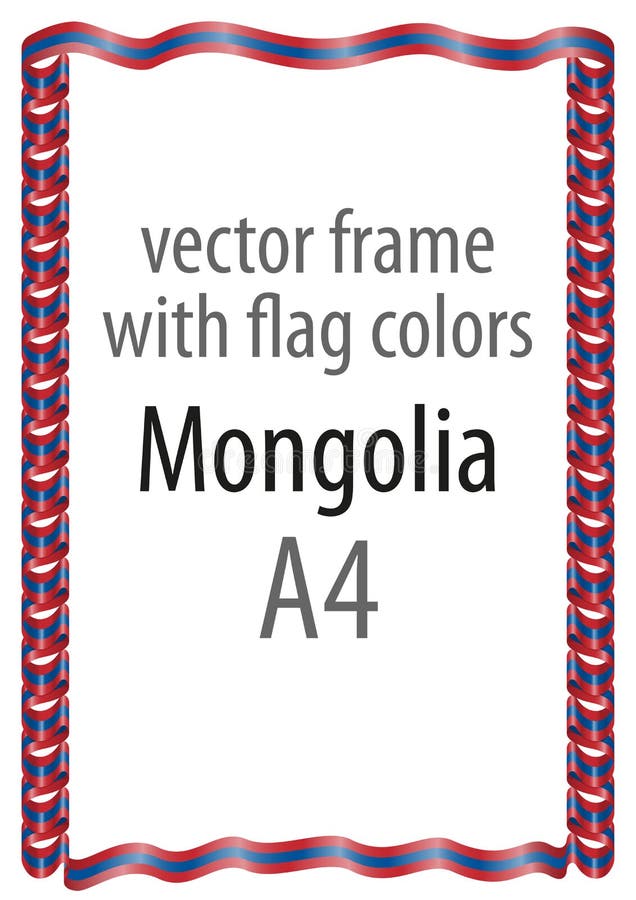 Frame and Border of Ribbon with the Colors of the Mongolia Flag Stock ...