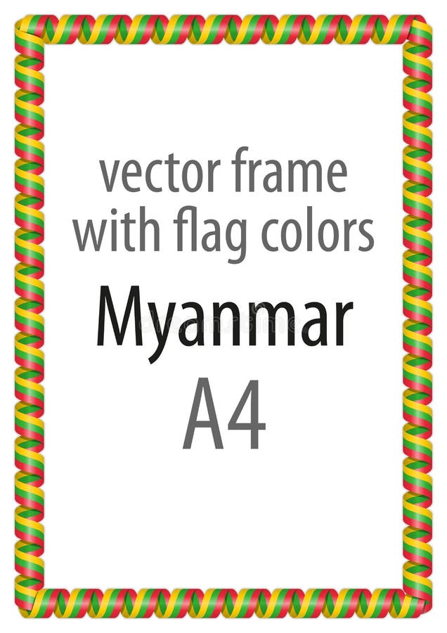 Frame and Border of Ribbon with the Colors of the Myanmar Flag Stock ...