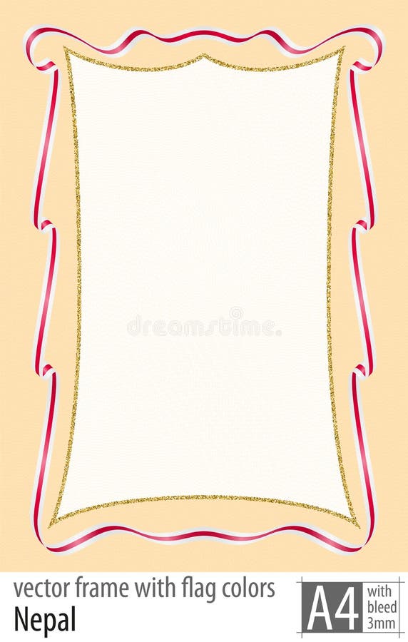 Frame and Border of Ribbon with the Colors of the Nepal Flag, with ...