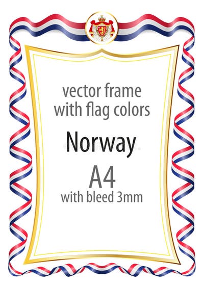 Frame and Border of Ribbon with the Colors of the Norway Flag Stock ...