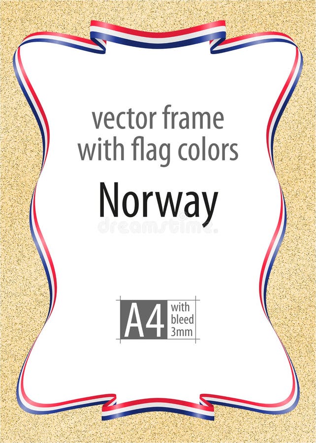 Frame and Border of Ribbon with the Colors of the Norway Flag, Template ...