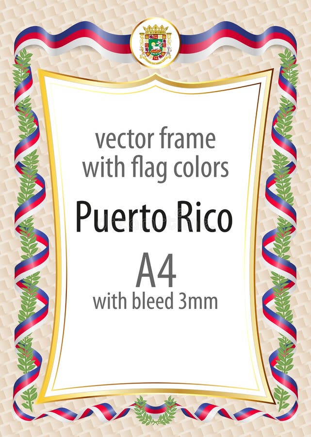 Frame and Border of Ribbon with the Colors of the Puerto Rico Flag ...