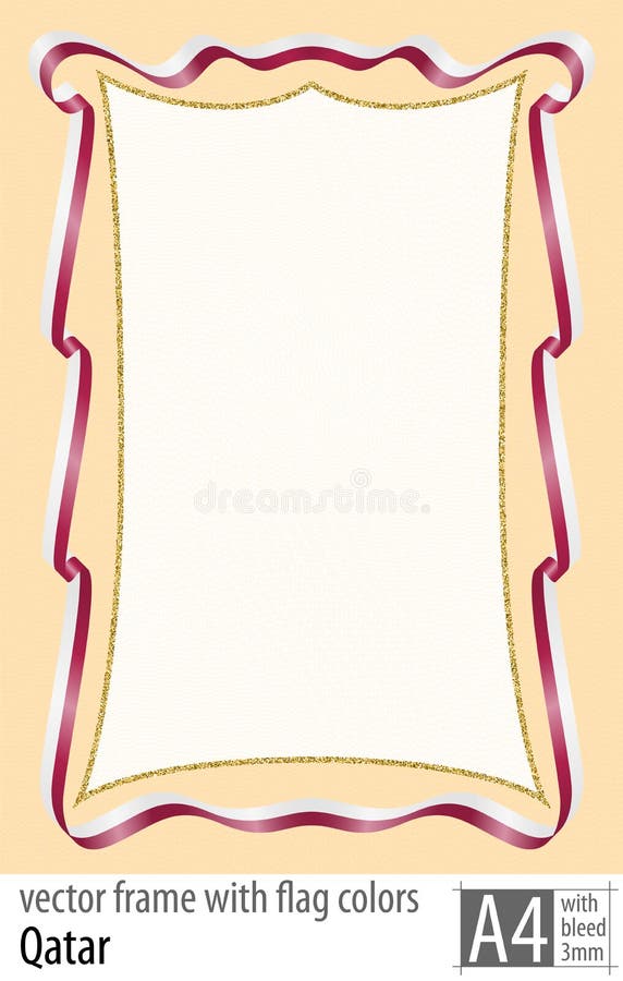 Frame and Border of Ribbon with the Colors of the Qatar Flag, with ...