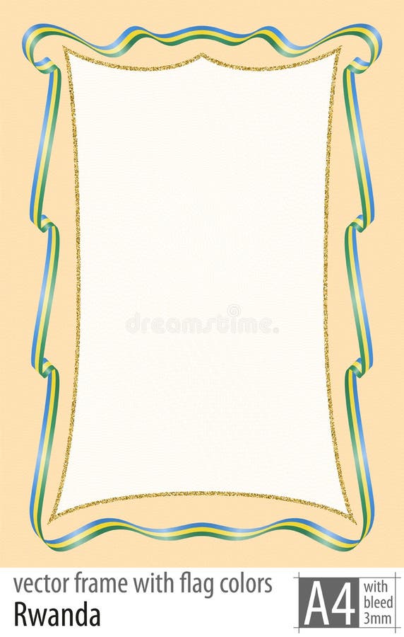 Frame and Border of Ribbon with the Colors of the Rwanda Flag, with ...
