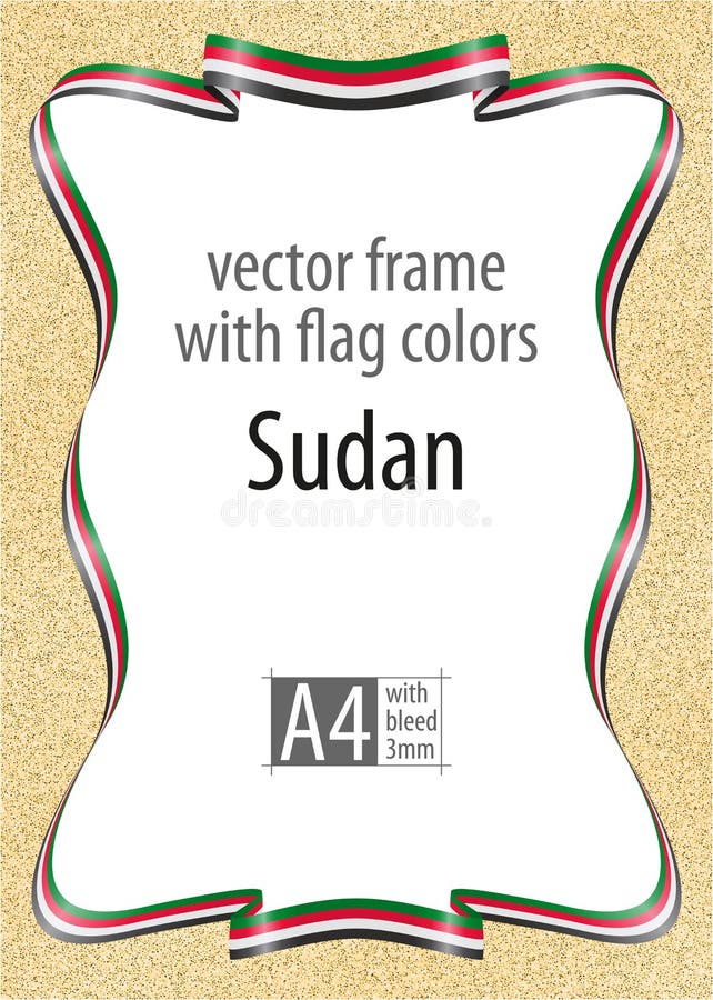 Frame and Border of Ribbon with the Colors of the Sudan Flag, Template ...