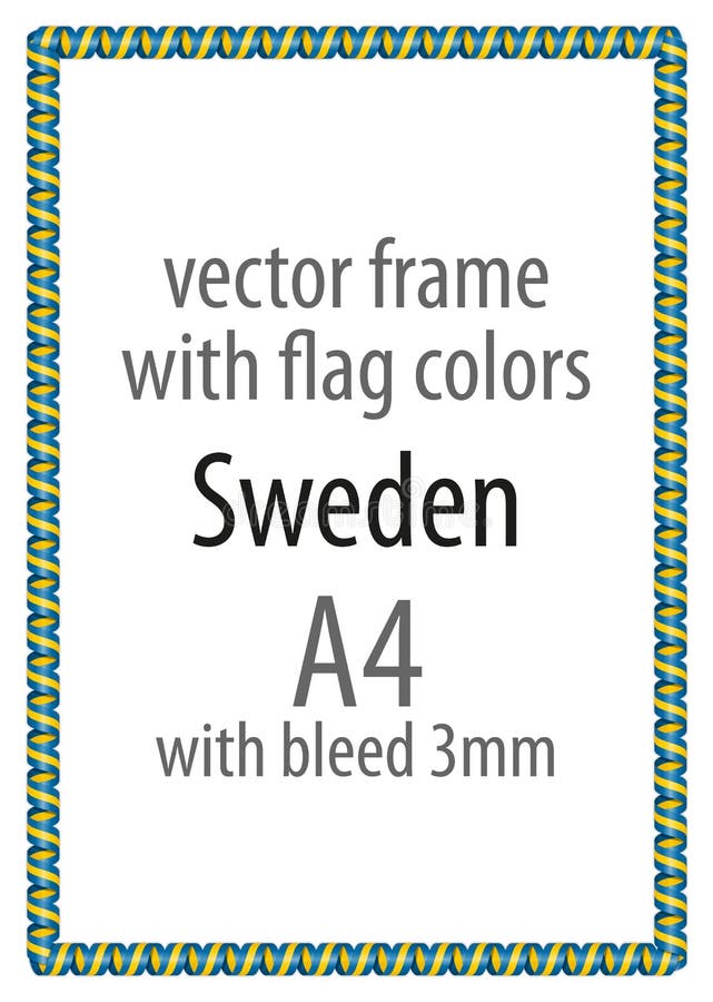 Frame and Border of Ribbon with the Colors of the Sweden Flag Stock ...