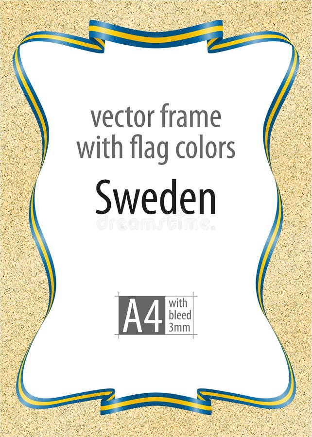 Frame and Border of Ribbon with the Colors of the Sweden Flag, Template ...