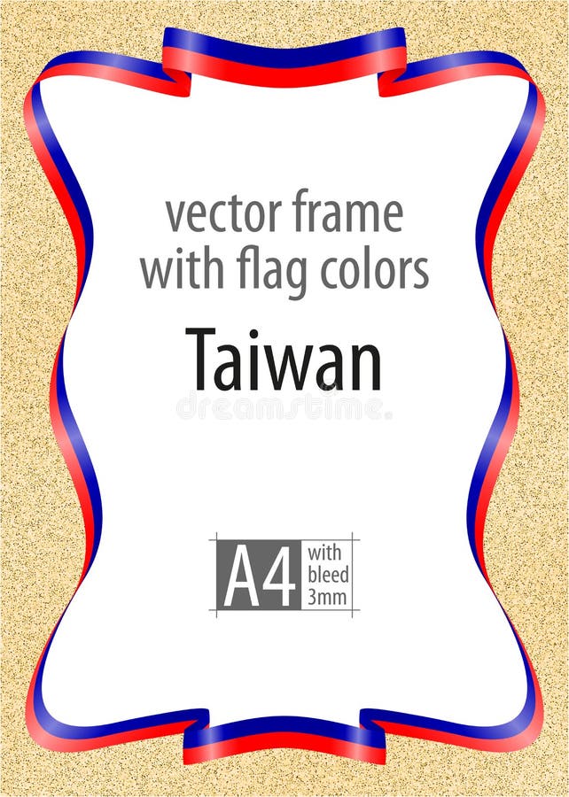 Frame and Border of Ribbon with the Colors of the Taiwan Flag, Template ...