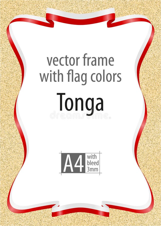 Frame and Border of Ribbon with the Colors of the Tonga Flag, Template ...
