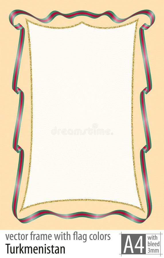 Frame And Border Of Ribbon With The Colors Of The Turkmenistan Flag ...