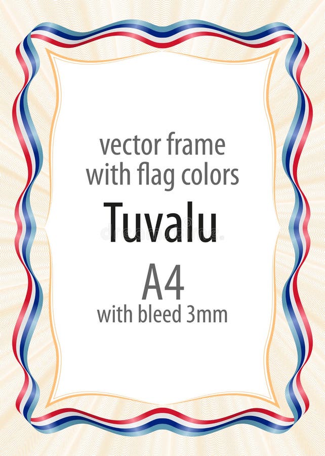 Frame and Border of Ribbon with the Colors of the Tuvalu Flag Stock ...