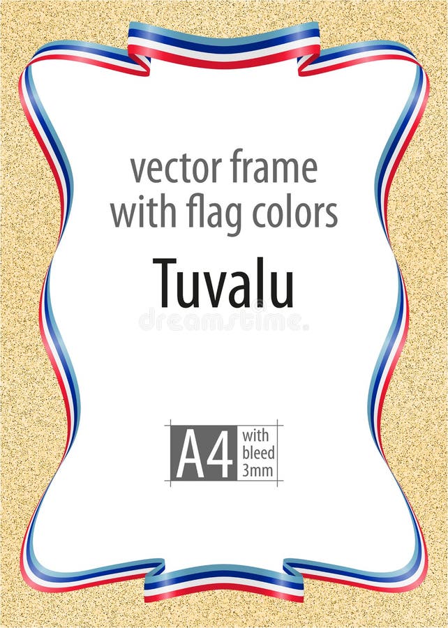 Frame and Border of Ribbon with the Colors of the Tuvalu Flag, Template ...