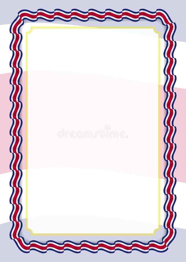 Frame and Border of Ribbon with Costa Rica Flag, Template Elements for ...
