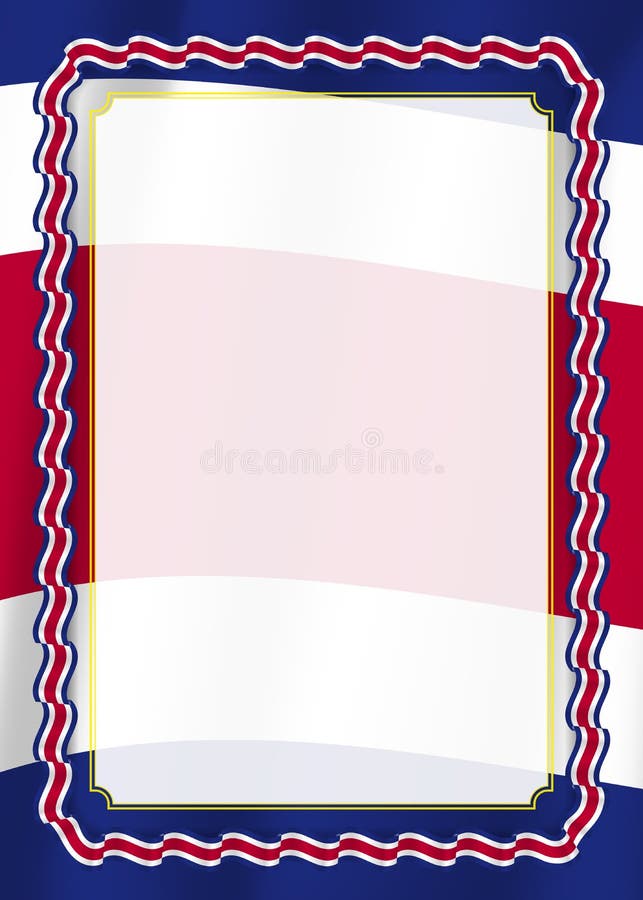 Frame and Border of Ribbon with Costa Rica Flag, Template Elements for ...