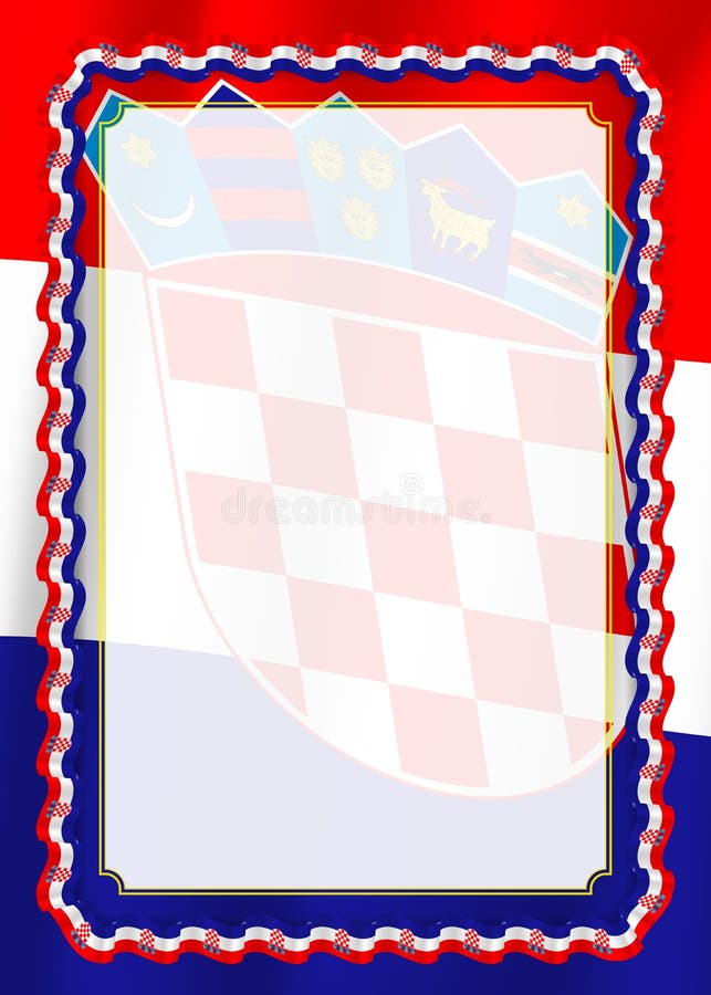 Frame and Border of Ribbon with Croatia Flag, Template Elements for ...