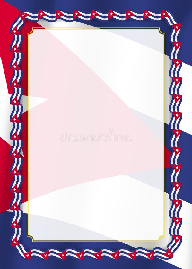 Frame and Border of Ribbon with Cuba Flag, Template Elements for Your ...