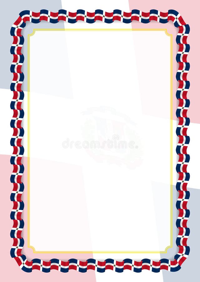 Frame and Border of Ribbon with Dominican Republic Flag, Template ...
