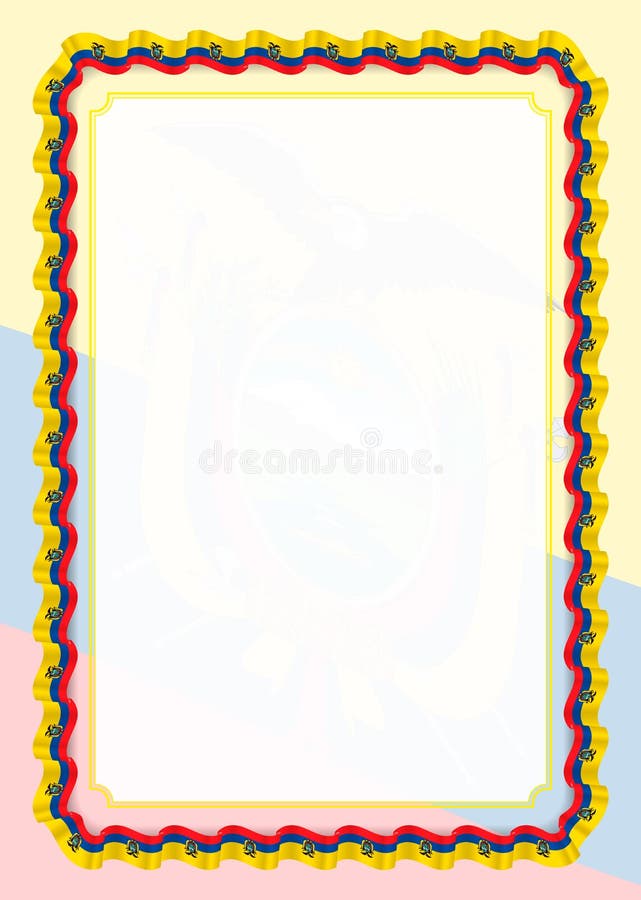 Frame and Border of Ribbon with Ecuador Flag, Template Elements for ...