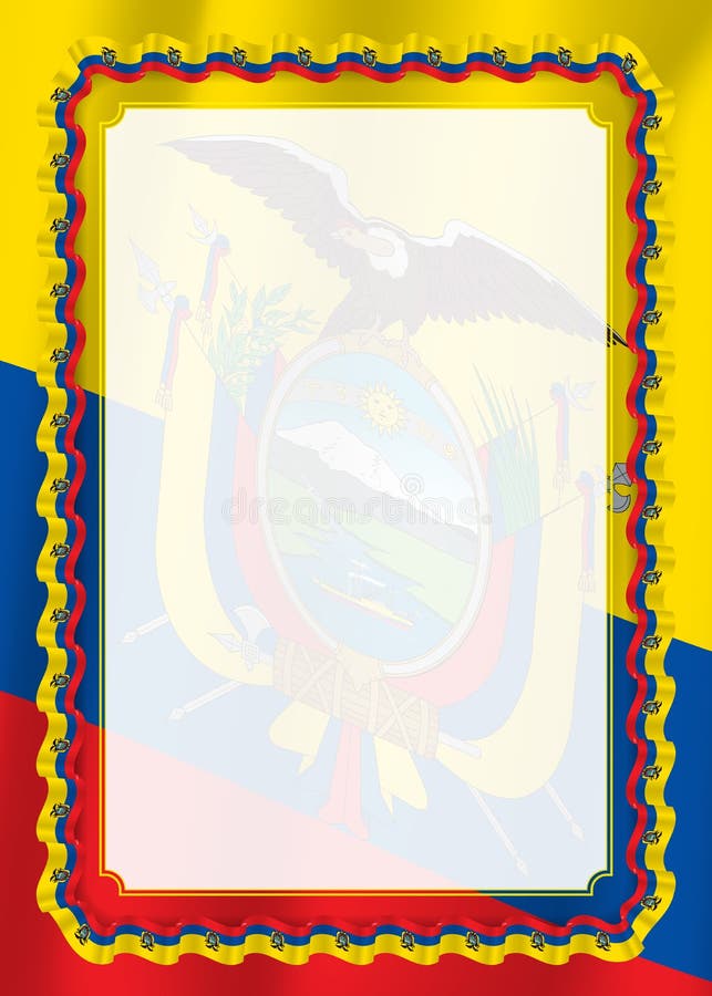Frame and Border of Ribbon with Ecuador Flag, Template Elements for ...