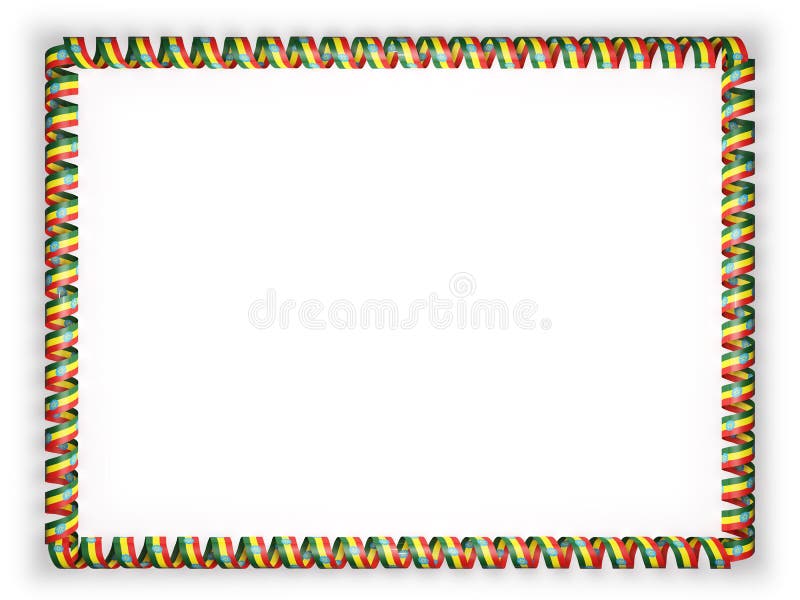 Frame and Border of Ribbon with the Ethiopia Flag. 3d Illustration ...