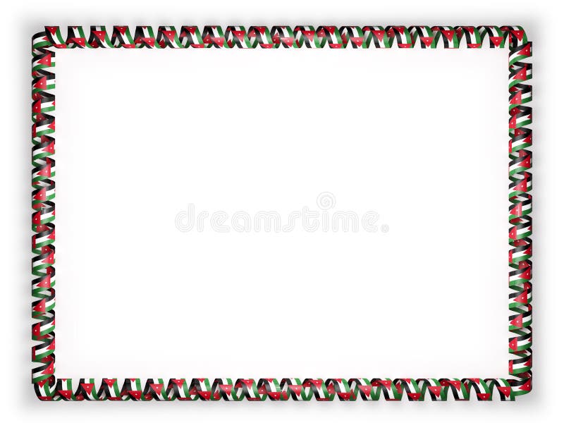 Frame and Border of Ribbon with the Jordan Flag. 3d Illustration Stock ...