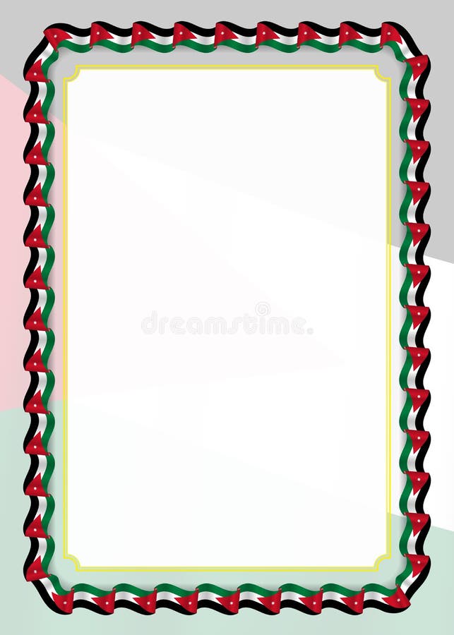 Frame and Border of Ribbon with Jordan Flag, Template Elements for Your ...