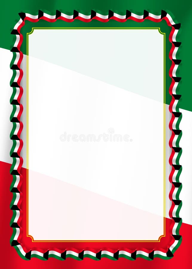 Frame and Border of Ribbon with Kuwait Flag, Template Elements for Your ...