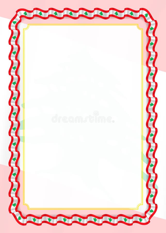Frame and Border of Ribbon with Lebanon Flag, Template Elements for ...