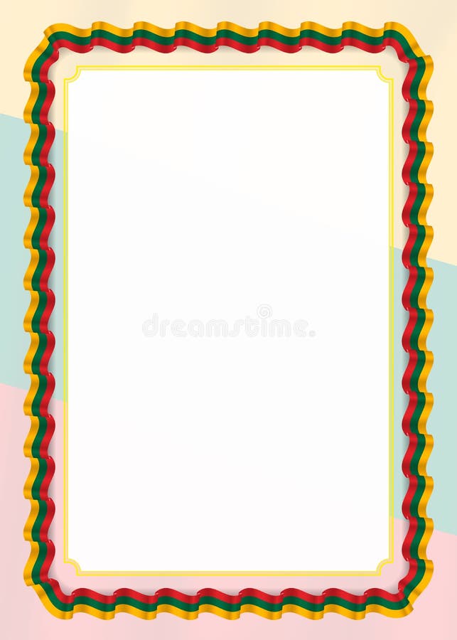 Frame and Border of Ribbon with Lithuania Flag, Template Elements for ...