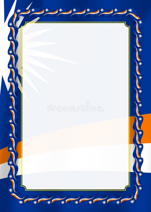 Frame and Border of Ribbon with Marshall Islands Flag, Template ...